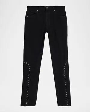RtA Enzo Skinny Five-Pocket Pants - Black Cross Rivet