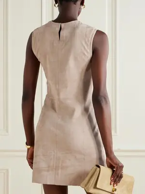 Stouls Miuccia Paneled Suede Mini Dress - Neutrals