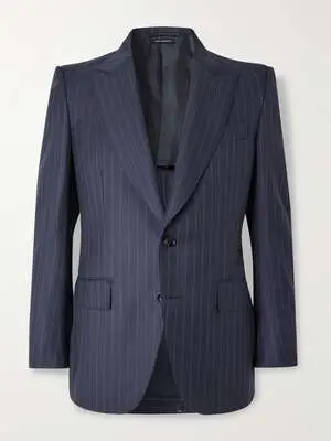 TOM FORD Dyllan Slim-fit Pinstriped Wool-twill Suit Jacket - Navy