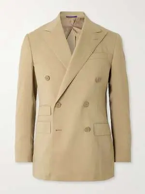 Ralph Lauren Purple Label Kent Double-breasted Wool Suit Jacket - Beige