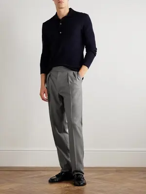 Ralph Lauren Purple Label Gregory Tapered Pleated Worsted Wool-flannel Trousers