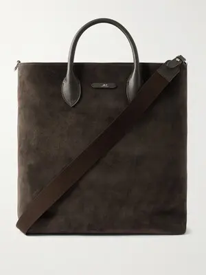 Mr P. Full Grain Leather-trimmed Suede Tote - Brown