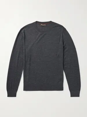 Loro Piana Sottile Slim-fit Wool, Silk And Cashmere-blend Sweater - Gray