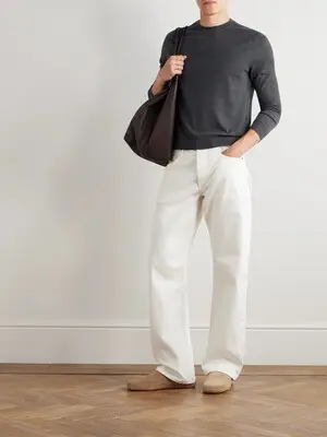 Loro Piana Sottile Slim-fit Wool, Silk And Cashmere-blend Sweater - Gray