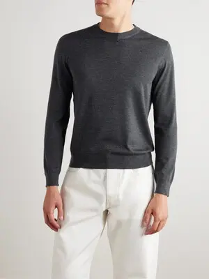 Loro Piana Sottile Slim-fit Wool, Silk And Cashmere-blend Sweater - Gray