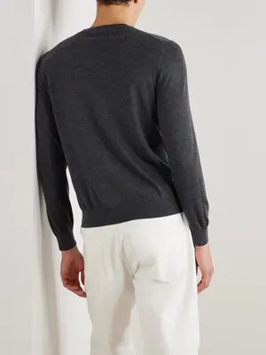 Loro Piana Sottile Slim-fit Wool, Silk And Cashmere-blend Sweater - Gray