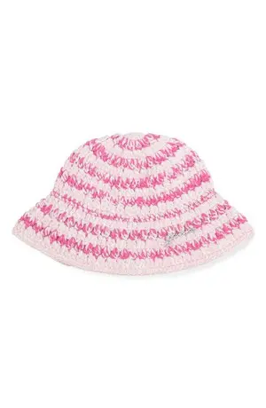 GANNI Cotton Mélange Crochet Bucket Hat - Pink Multicolor
