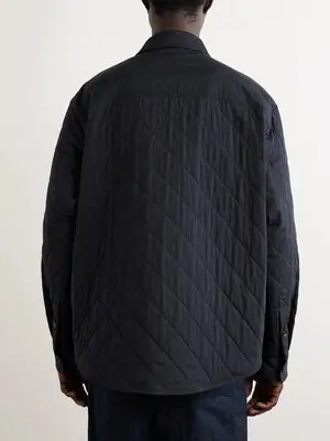 Bottega Veneta Intrecciato Suede-trimmed Quilted Cotton-blend Overshirt - Blue