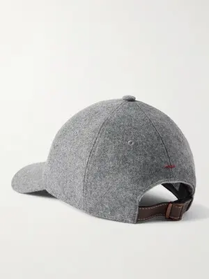 Brunello Cucinelli Logo-embroidered Wool-flannel Baseball Cap - Gray