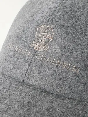Brunello Cucinelli Logo-embroidered Wool-flannel Baseball Cap - Gray