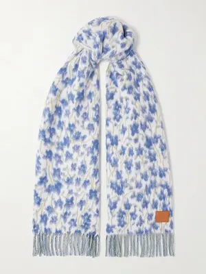 Loewe Fringed Printed Wool-blend Scarf