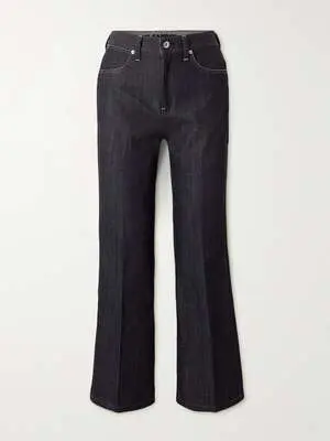 JIL SANDER Cropped High-rise Flared Jeans - Dark Denim