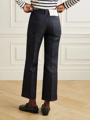 JIL SANDER Cropped High-rise Flared Jeans - Dark Denim