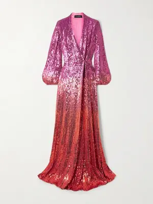 Jenny Packham Sequined Jersey Wrap Gown