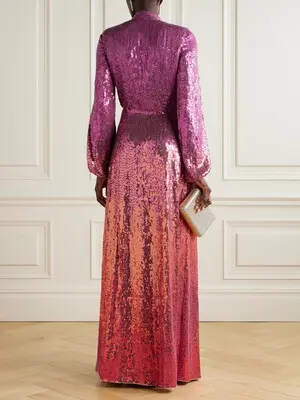 Jenny Packham Sequined Jersey Wrap Gown