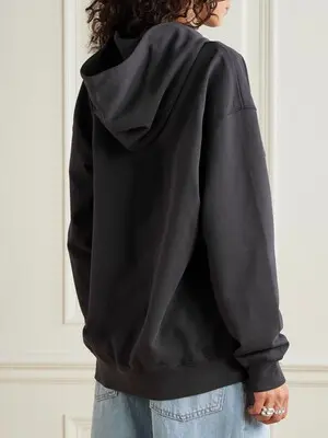 GANNI Oversized Printed Organic Cotton-jersey Hoodie - Gray