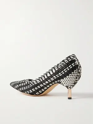 Gabriela Hearst Andres Two-tone Woven Leather Pumps - Black