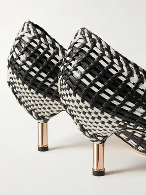 Gabriela Hearst Andres Two-tone Woven Leather Pumps - Black