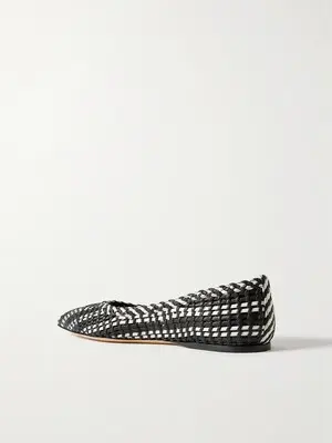 Gabriela Hearst Aurora Two-tone Woven Leather Ballet Flats - Black