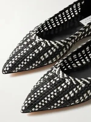 Gabriela Hearst Aurora Two-tone Woven Leather Ballet Flats - Black
