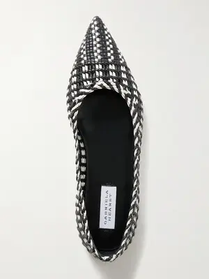 Gabriela Hearst Aurora Two-tone Woven Leather Ballet Flats - Black