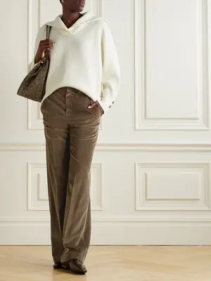 Brunello Cucinelli Cotton-corduroy Wide-leg Pants - Brown