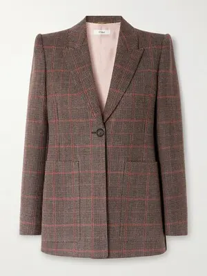 Chloé Checked Wool Blazer - Brown
