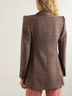 Chloé Checked Wool Blazer - Brown