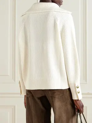 Brunello Cucinelli Ribbed Wool, Cashmere, And Silk-blend Sweater