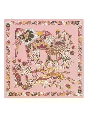 Longchamp Forêt Silk Scarf - Pink