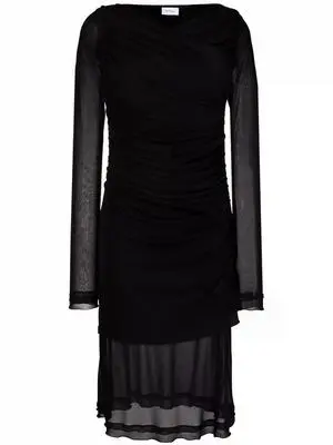 FERRAGAMO Sheer-panel Draped Midi Dress