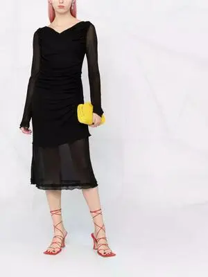 FERRAGAMO Sheer-panel Draped Midi Dress