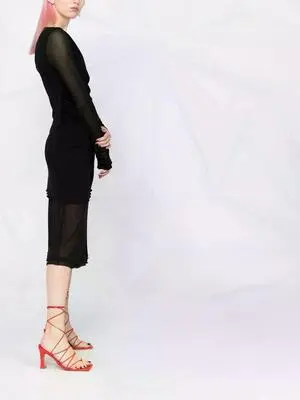 FERRAGAMO Sheer-panel Draped Midi Dress
