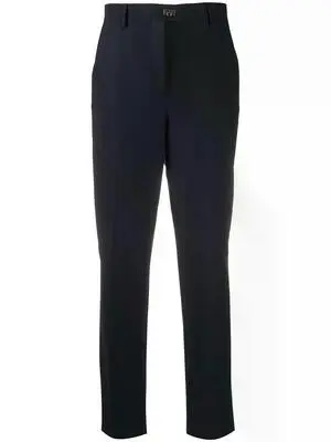 FERRAGAMO Gancini-plaque Straight-leg Trousers - Blue