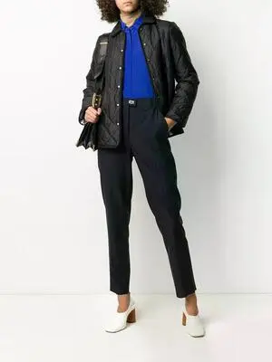 FERRAGAMO Gancini-plaque Straight-leg Trousers - Blue