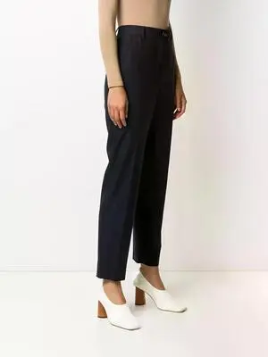 FERRAGAMO Gancini-plaque Straight-leg Trousers - Blue