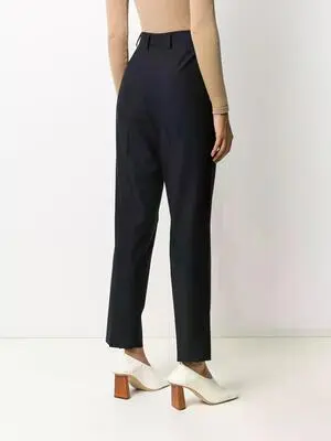 FERRAGAMO Gancini-plaque Straight-leg Trousers - Blue