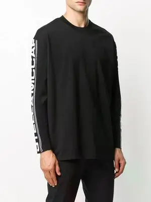 Stella McCartney Logo Sleeve Round Neck Top - Black