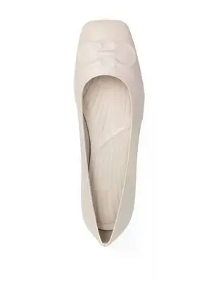 FERRAGAMO Gancini Embossed Ballerina Shoes - White