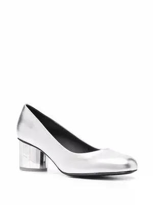 FERRAGAMO Farrah Leather Slip-on Pumps - Grey