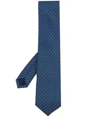 FERRAGAMO Printed Silk Tie - Blue