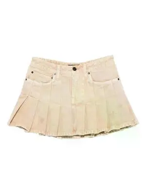 Balenciaga Pleated Denim Mini Skirt - Neutrals