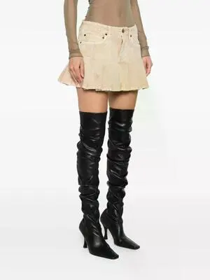 Balenciaga Pleated Denim Mini Skirt - Neutrals