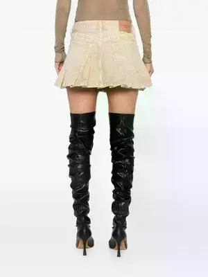 Balenciaga Pleated Denim Mini Skirt - Neutrals