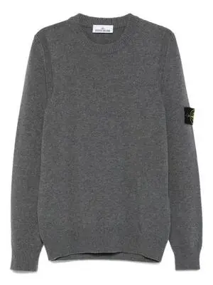 Stone Island Crew-neck Sweater With Logo Patch - Grey