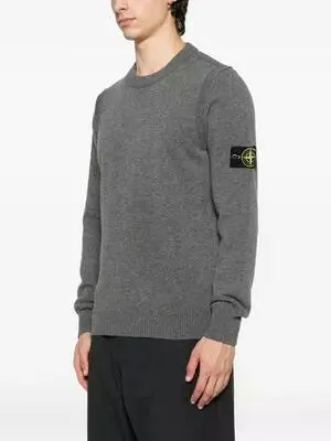 Stone Island Crew-neck Sweater With Logo Patch - Grey