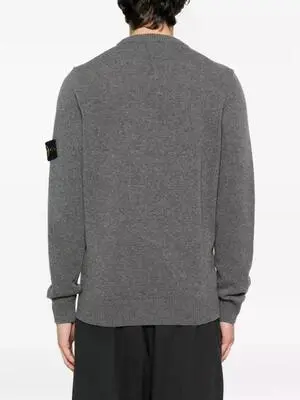 Stone Island Crew-neck Sweater With Logo Patch - Grey