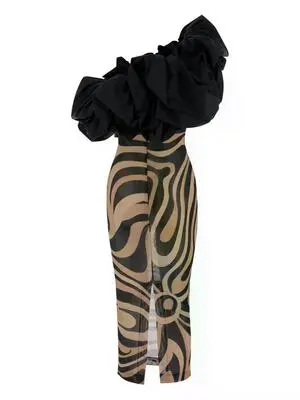 Emilio Pucci Marmo-print One-shoulder Dress - Neutrals