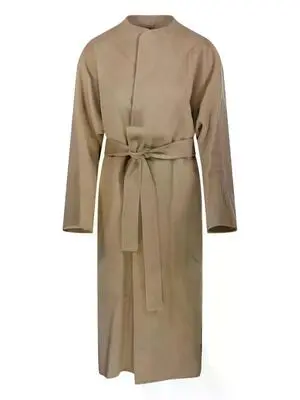 SANDBEIGE Belted Long Sleeve Coat