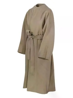 SANDBEIGE Belted Long Sleeve Coat
